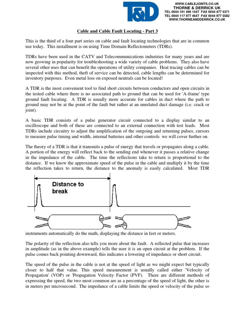 Cable Fault Location Using TDR Technology | PDF | Electrical Impedance ...