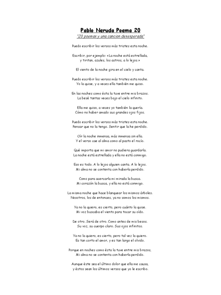 Poema 20 De Pablo Neruda Pdf