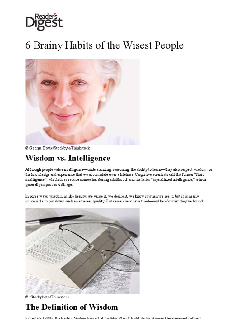 6 Brainy Habits of The Wisest People: Wisdom vs. Intelligence | PDF ...