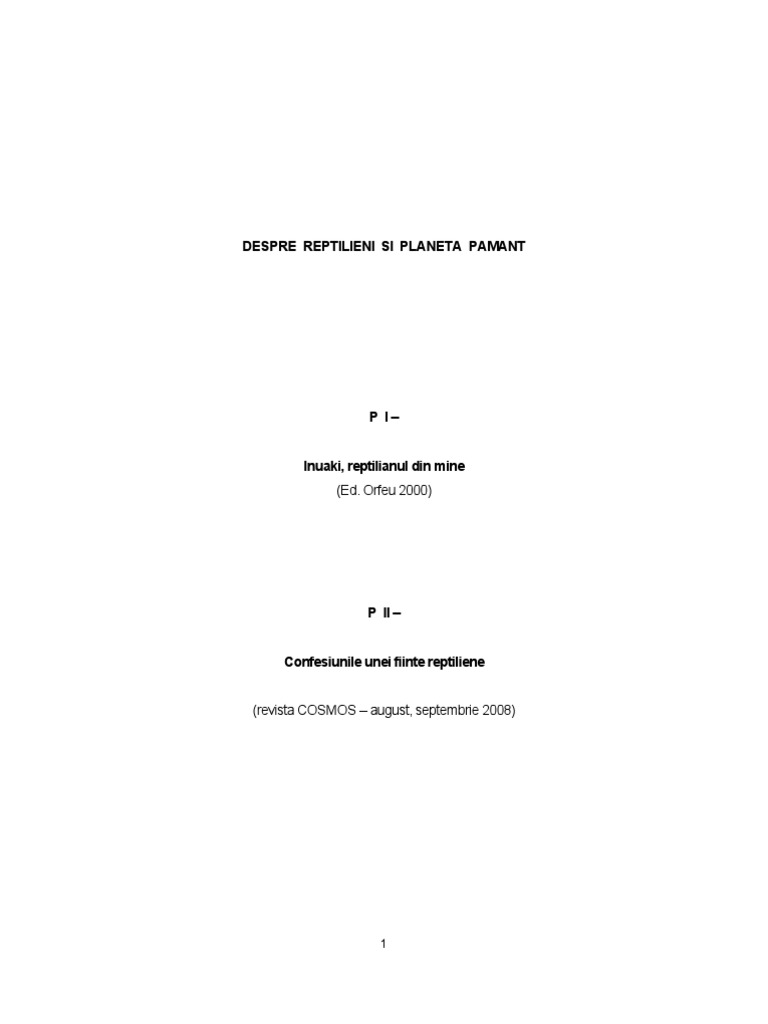Despre Reptilieni Si Planeta Pamant | PDF