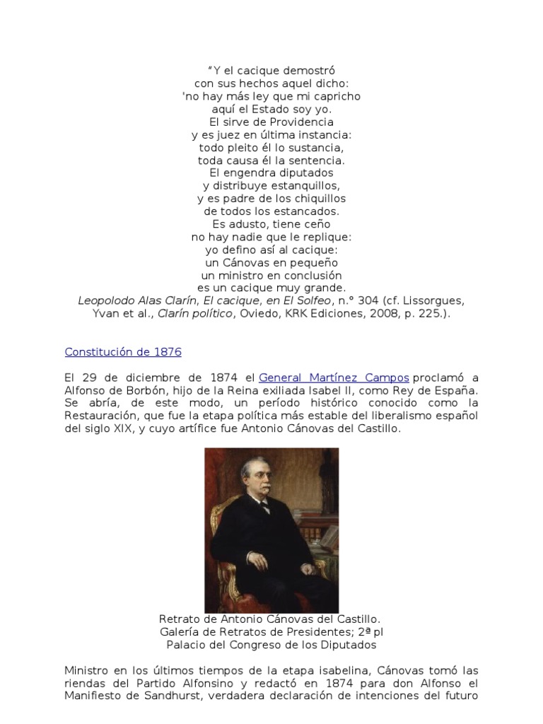 Historia y claves de la Constitución de 1876 | PDF | España ...