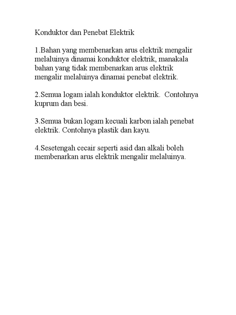 Konduktor Dan Penebat Elektrik | PDF