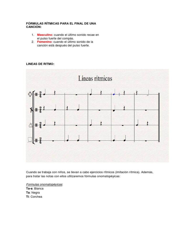 Fórmulas Rítmicas para El Final de Una Canción | PDF