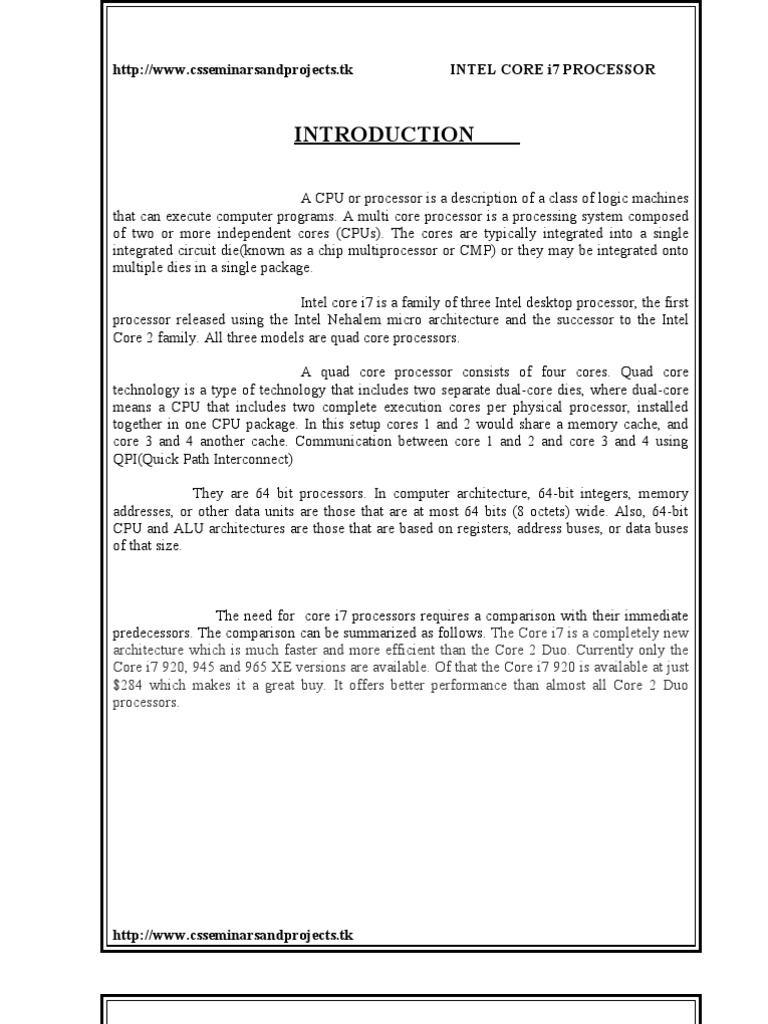INTEL CORE I7 PROCESSOR | PDF | Cpu Cache | Central Processing Unit