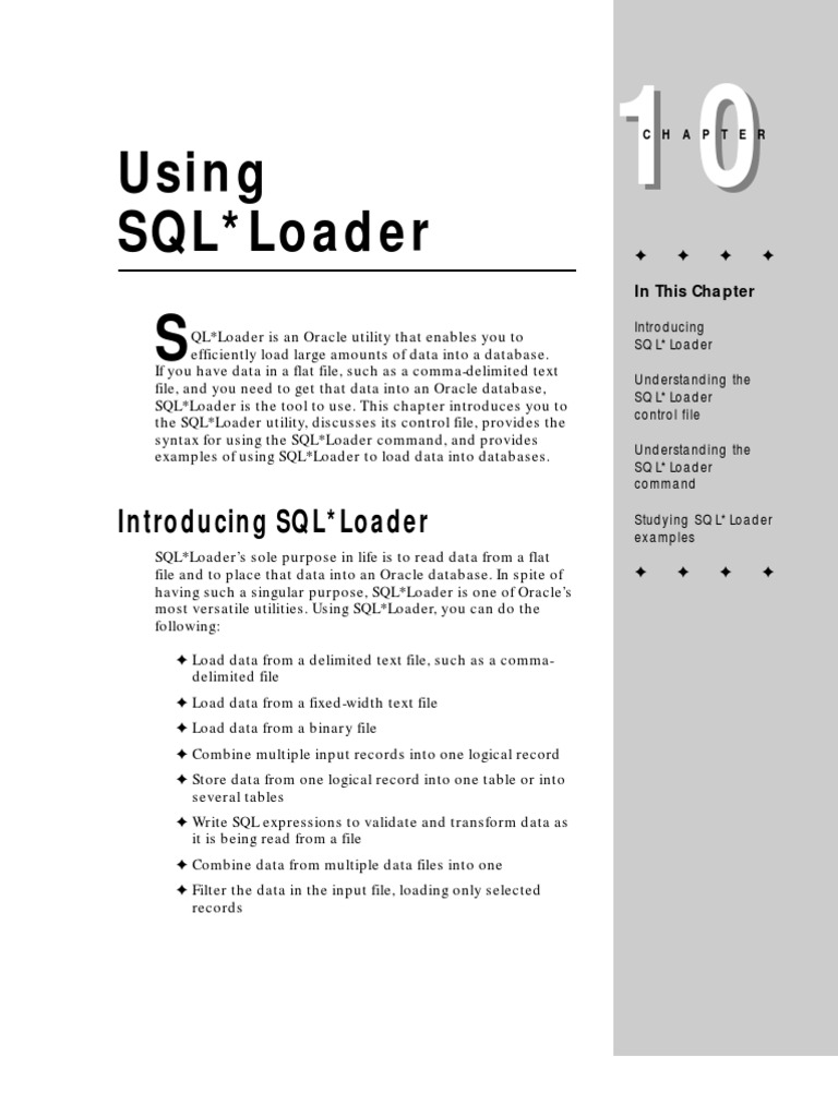 SQL Loader | PDF | Sql | Data Type SQL Loader | PDF | Sql | Data Type