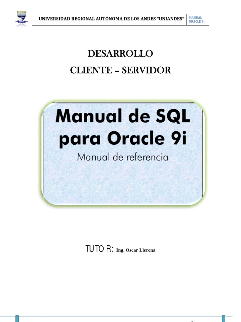Manual de Oracle 9i: Guía Completa | PDF | SQL | Servidor (Computación)