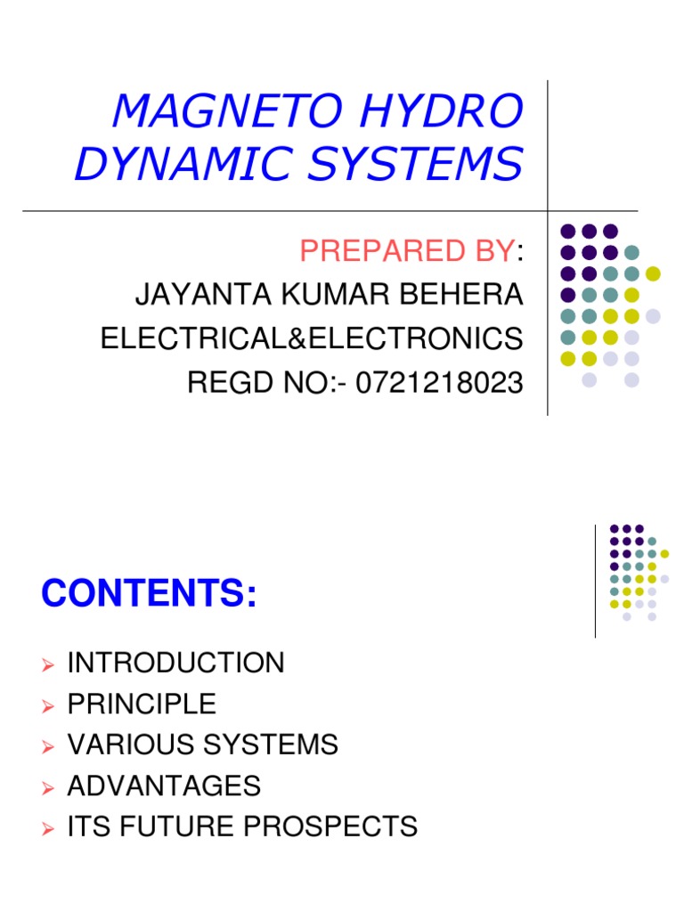 Magneto Hydro Dynamic Systems PPT Presentation Way2project in | PDF ...