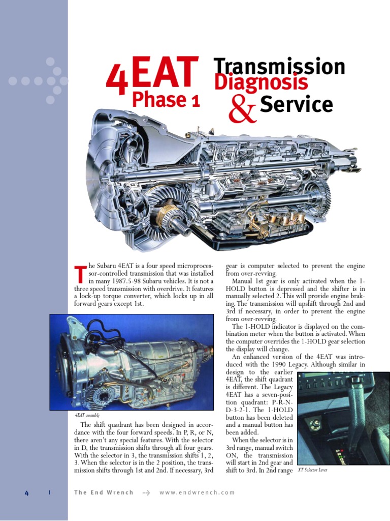 Subaru 4EAT Transmission Overview | PDF | Manual Transmission ...