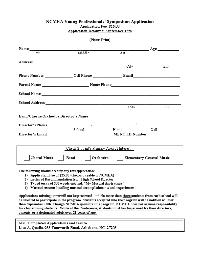 NCMEA Young Professionals Symposium Application | PDF