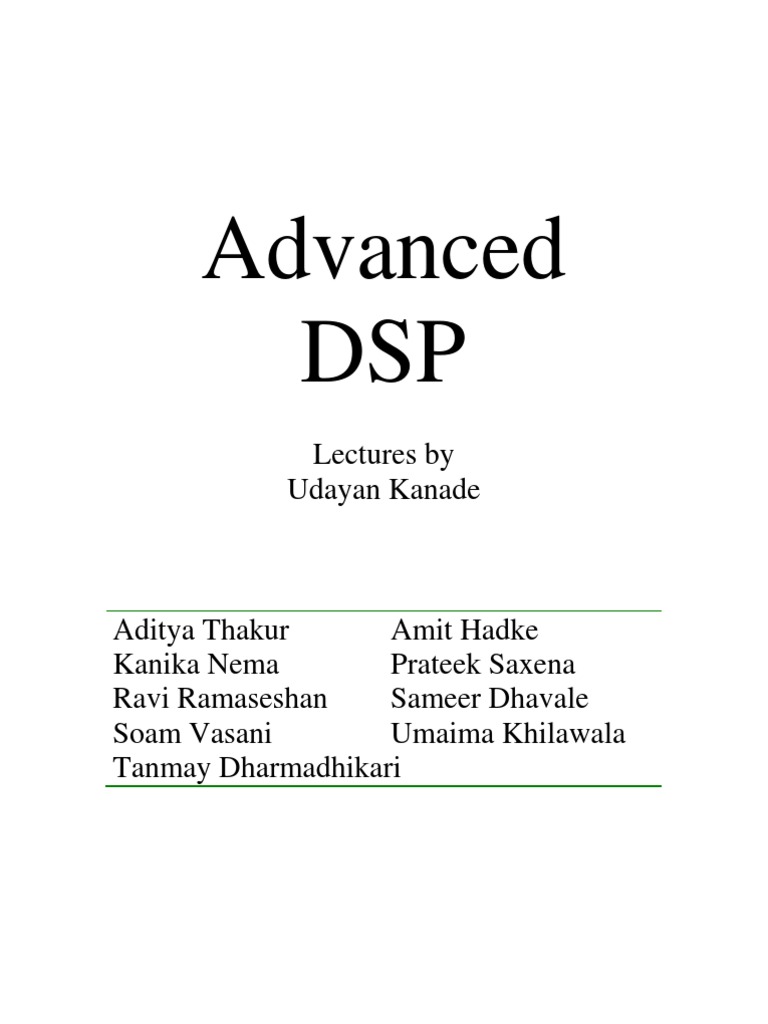 ADSP Lectures Codito | PDF | Convolution | Matrix (Mathematics)