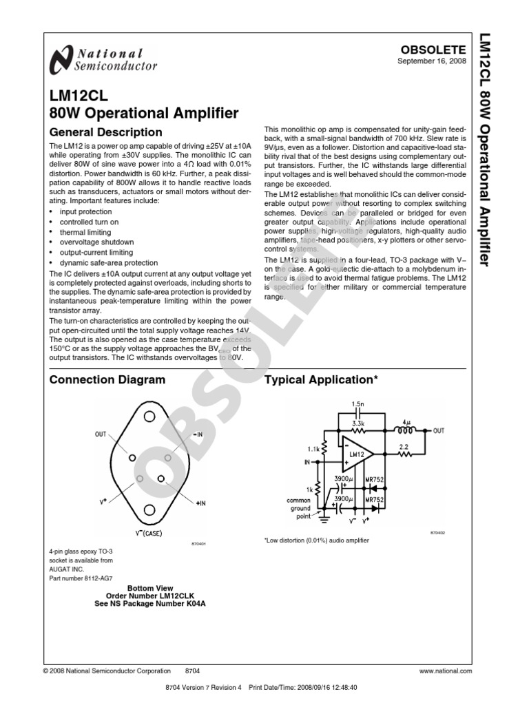 LM12CL OPAMP | Amplifier | Operational Amplifier