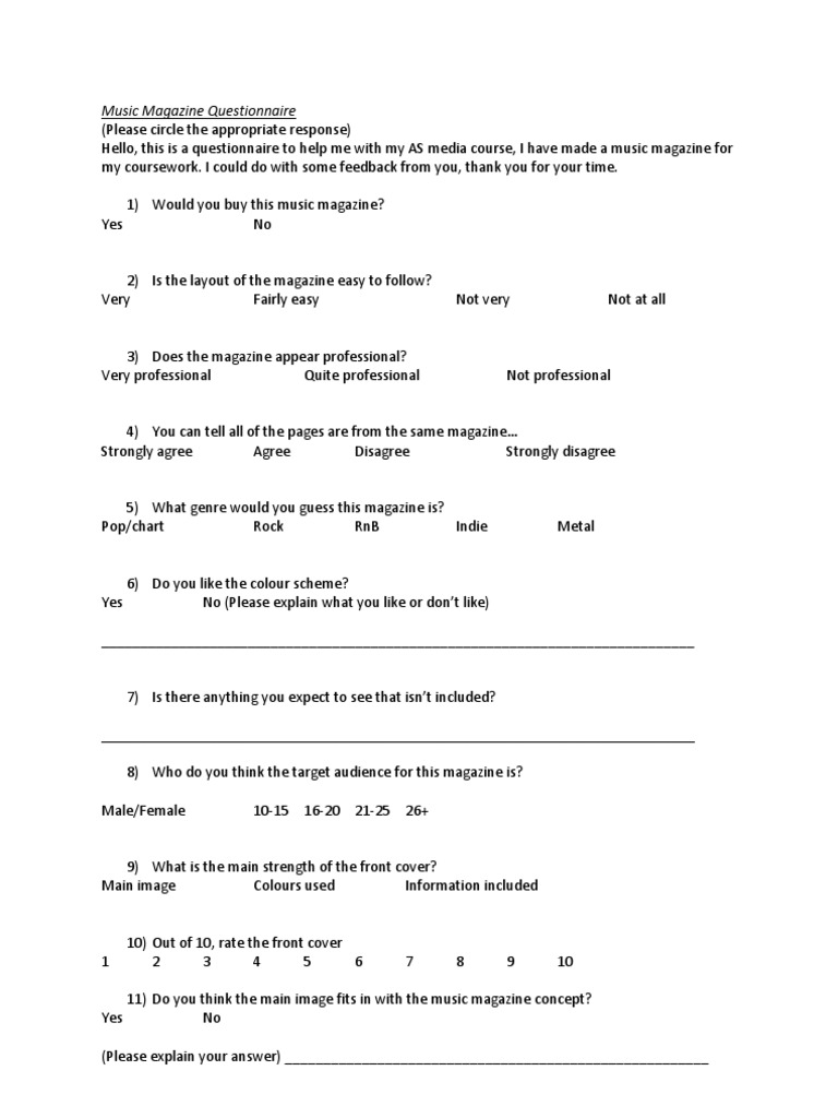 Questionnaire | PDF