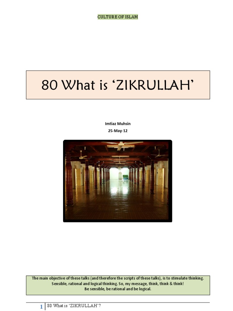 080 What is 'Zikrullah'? | Monotheism | Islamic Theology