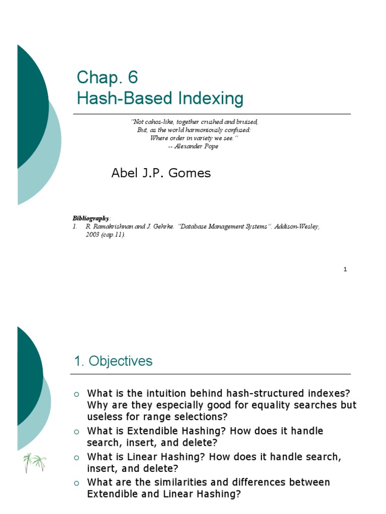 Chap. 6 Hash-Based Indexing: Abel J.P. Gomes | PDF | Database Index | Computer Data