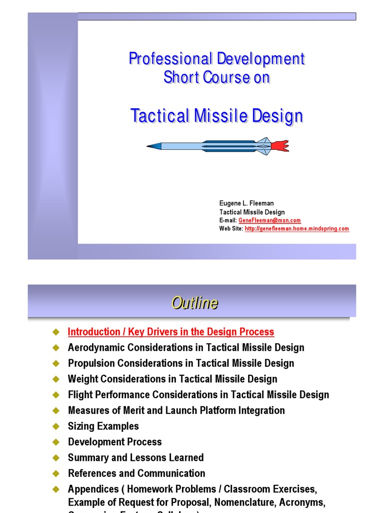 Tactical Missile Design Presentation Fleeman | PDF | Flight Dynamics ...