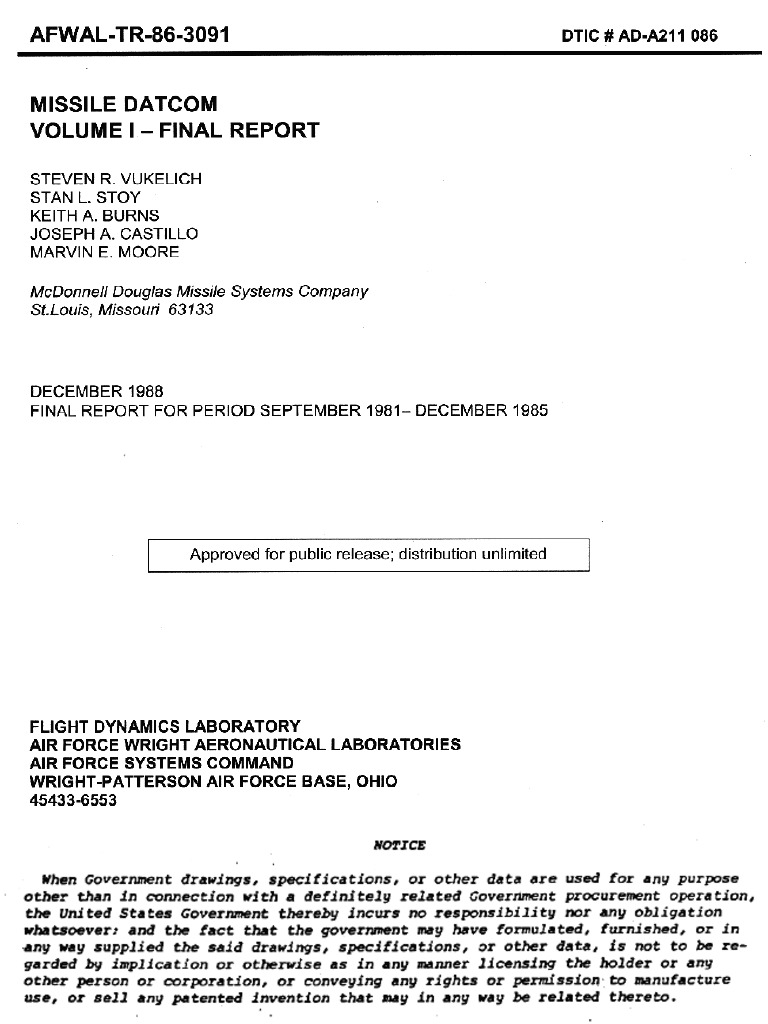 Missile DATCOM Final Report | PDF
