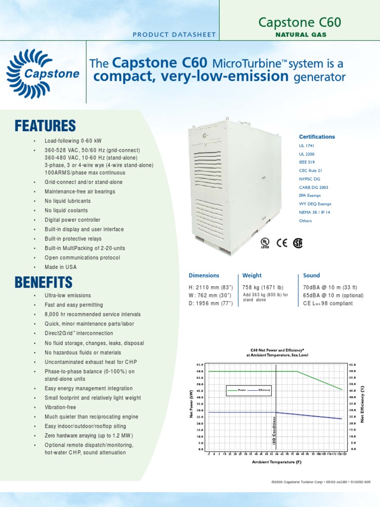 Turbina Capstone 1 | PDF | Gas Turbine | Gas Compressor