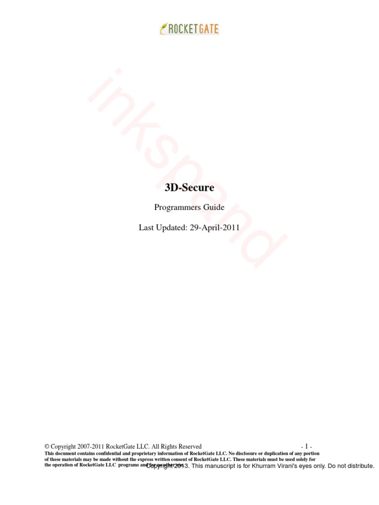 3D-Secure Programmers Guide | PDF | Computer Security | Security