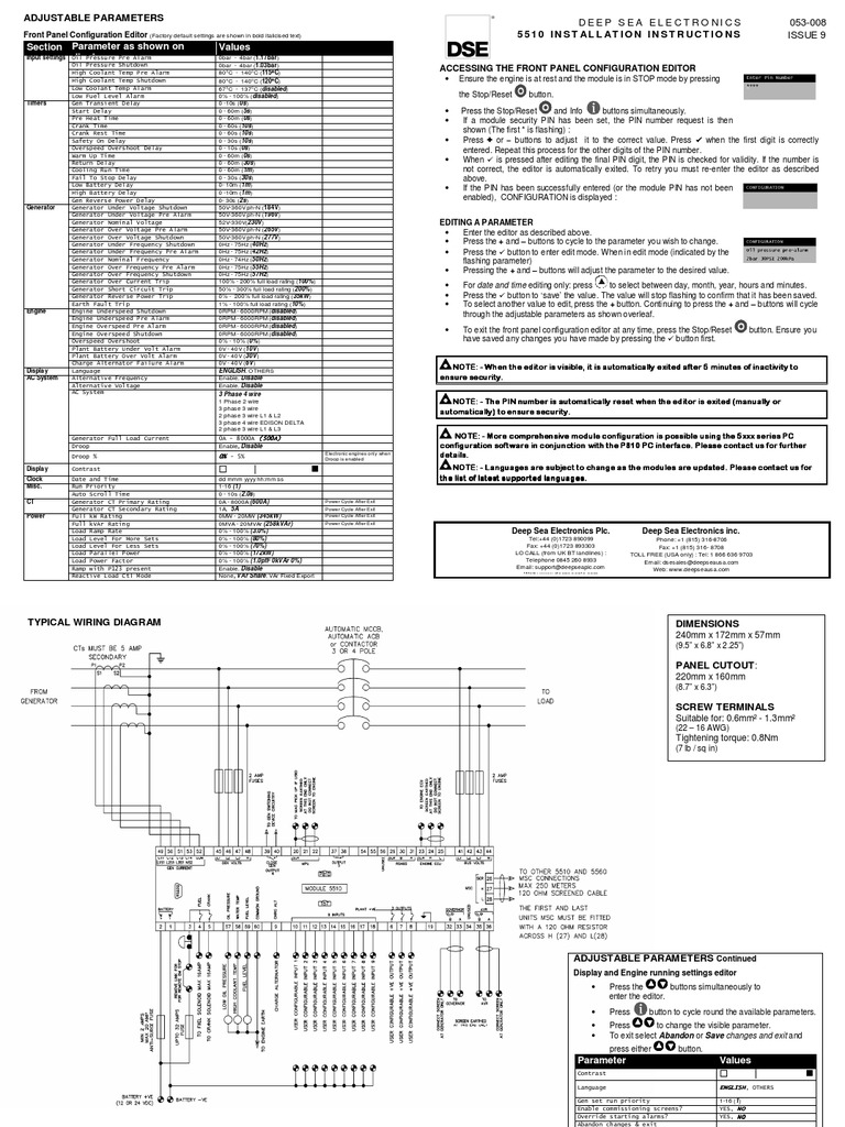 DSE 5510 Installation Instructions | PDF | Electric Generator | Battery ...