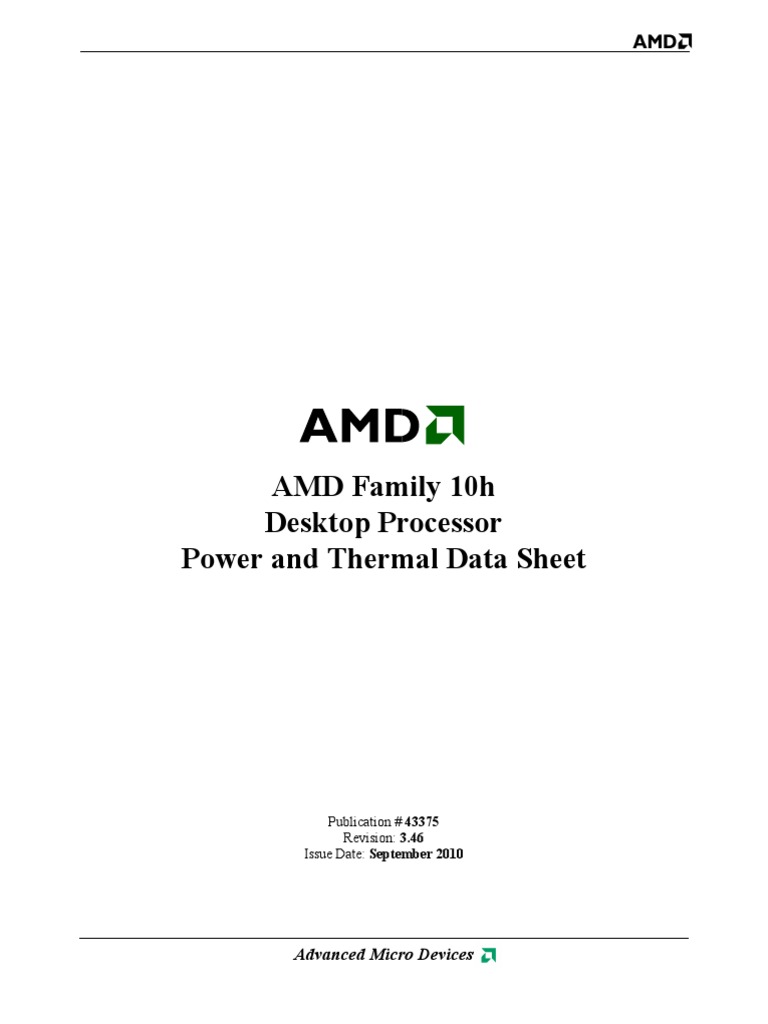 AMD Processor Power and Thermal Data Sheet | PDF | Advanced Micro ...