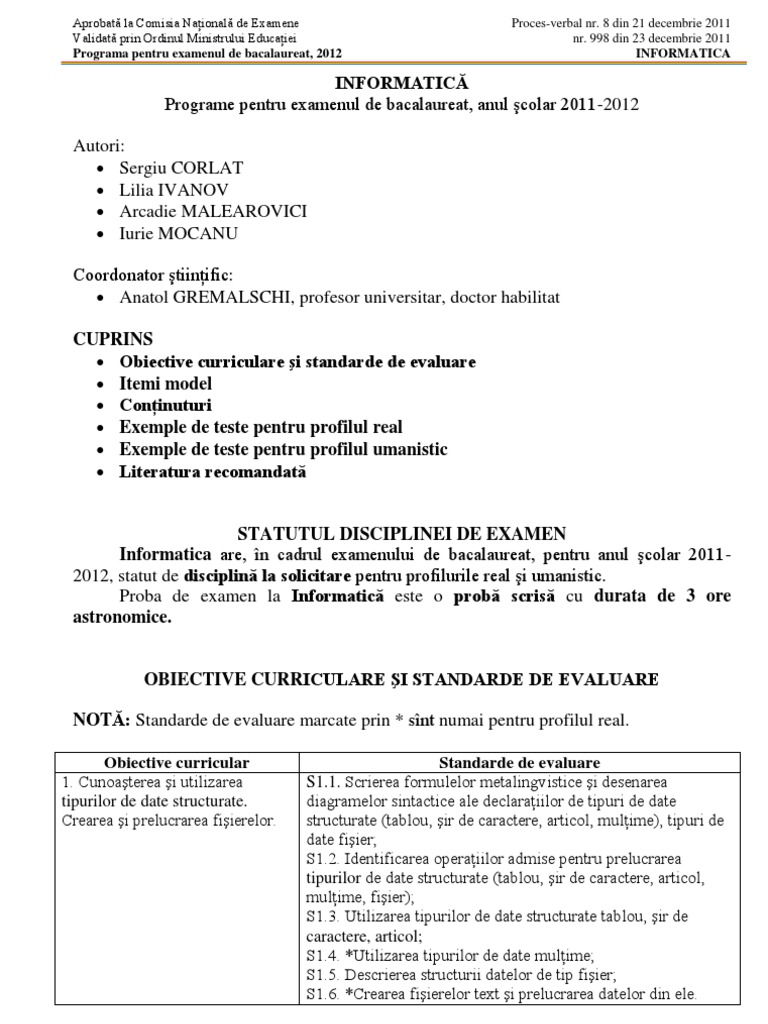 Bac Informatica | PDF