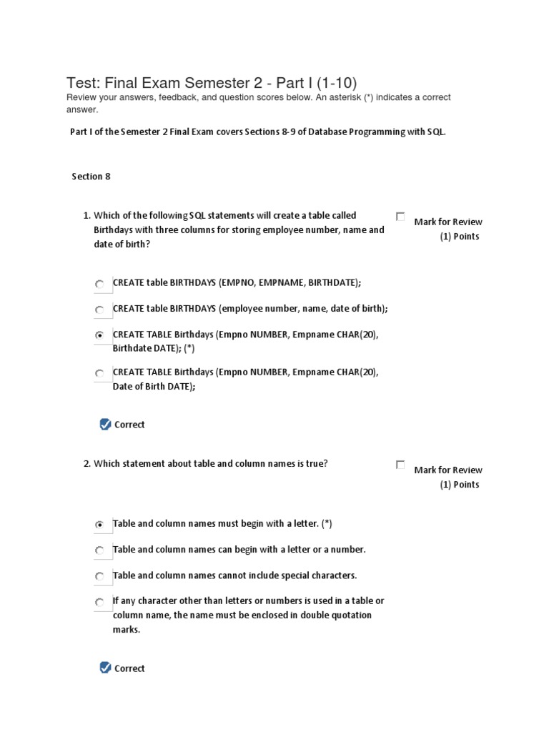 Oracle Final Exam Part I | PDF | Relational Database | Table (Database)