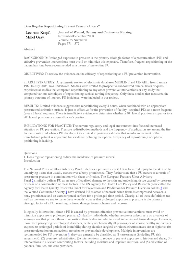 Does Regular Repositioning Prevent Pressure Ulcers | PDF