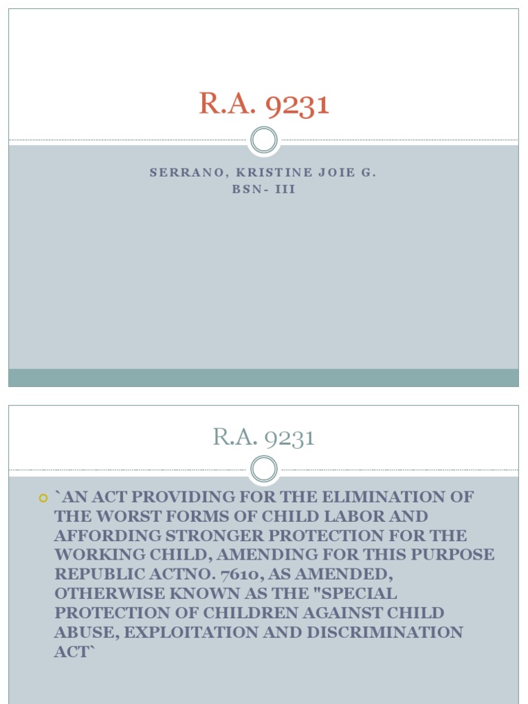 RA 9231 p. point | Injustice | Employment