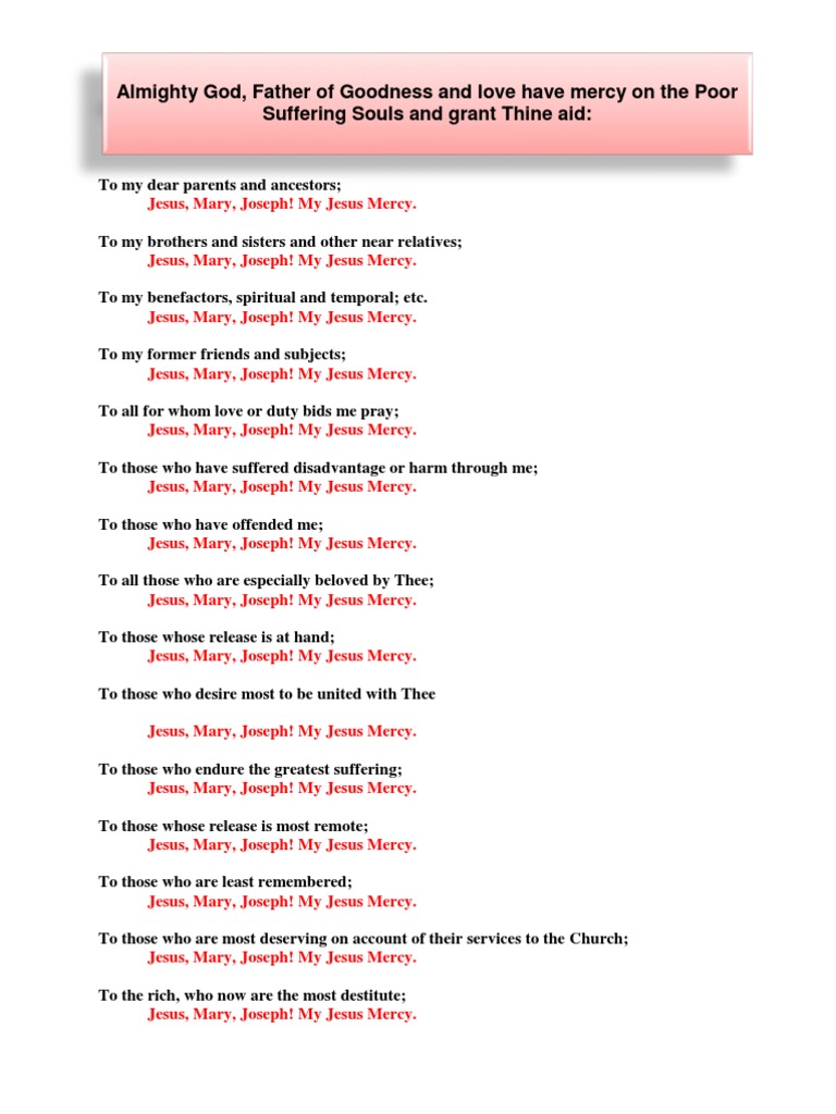 Souls in Purgatory Litany | PDF | Mercy | Mary, Mother Of Jesus