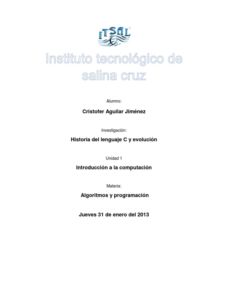 Trabajo 1 Evolucion Del Lenguaje C | PDF | Lenguaje de programación ...