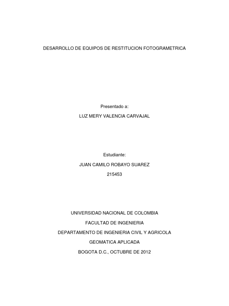 Desarrollo de Equipos de Restitucion Fotogrametrica | PDF | Fotografía ...