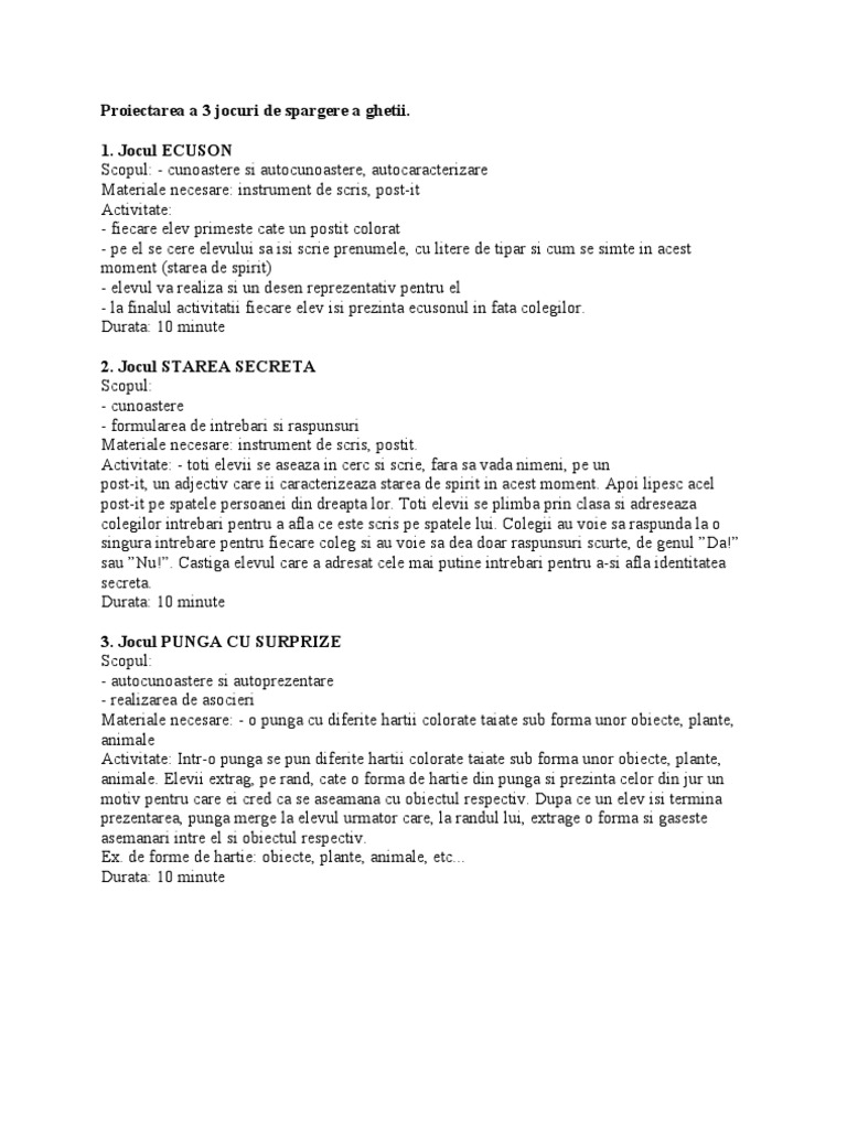 Trei Jocuri de Spargere A Ghetii | PDF