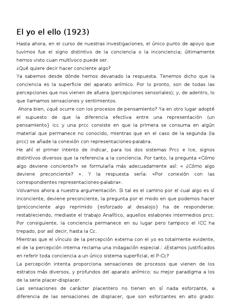 El Yo y El Ello (1923) | PDF | Relaciones personales, crianza y ...