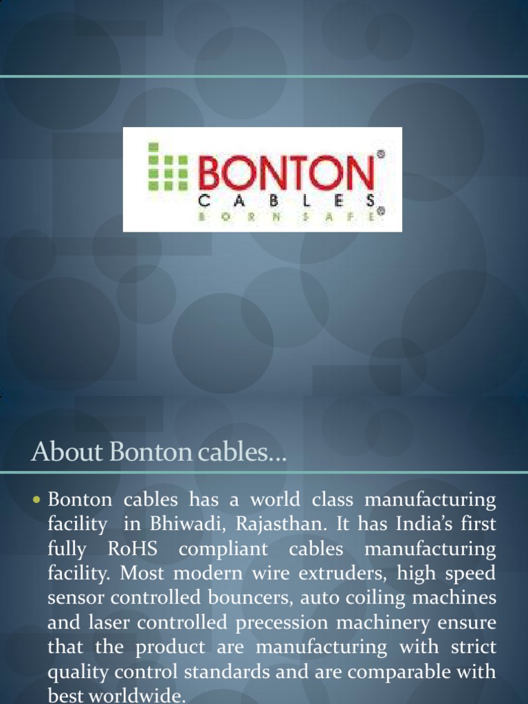 Bonton Cables: Eco-Friendly Solutions | PDF | Cable | Telephone