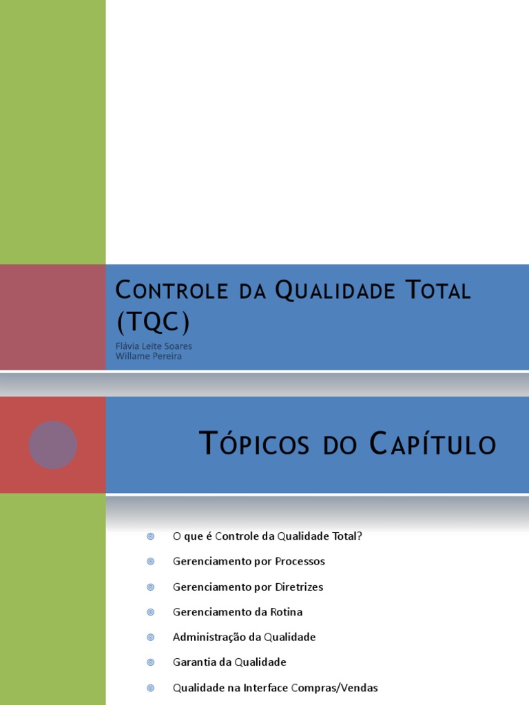 Controle Da Qualidade Total (TQC) - V3 | PDF | Qualidade (negócios ...
