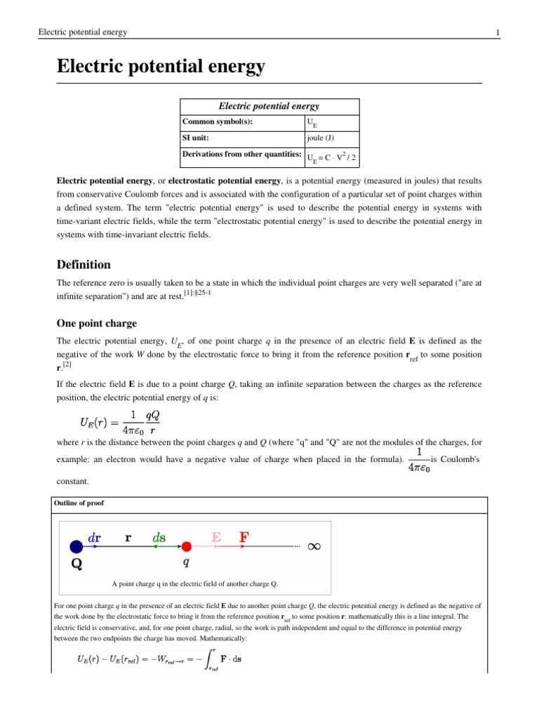 Electric Potential Energy of Point Charges | PDF | Potential Energy ...