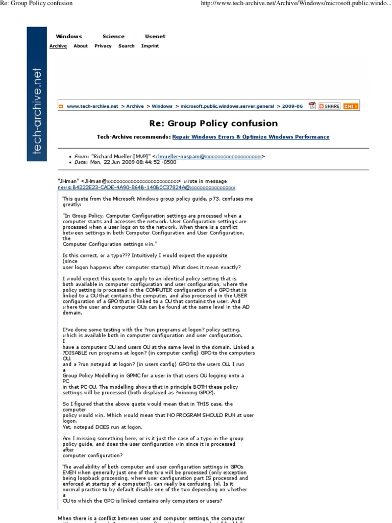 Group Policy Confusion | PDF | Group Policy | Ibm Pc Compatibles