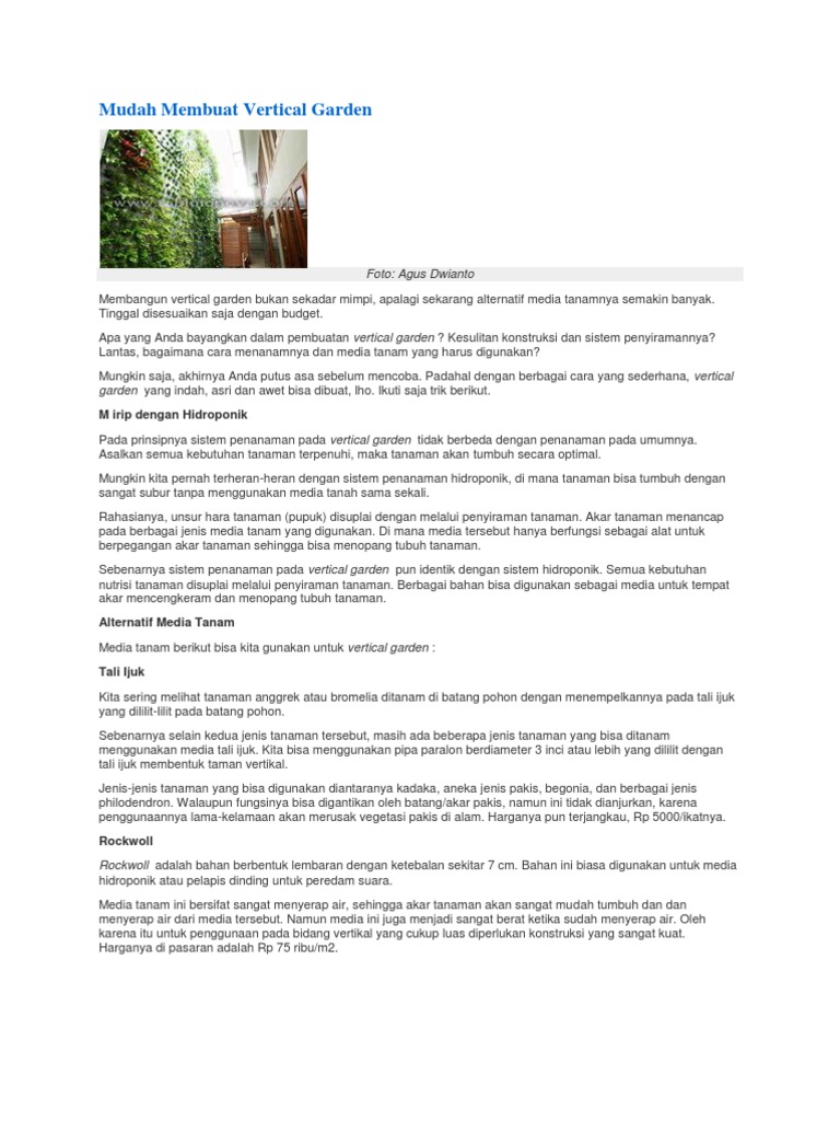 Mudah Membuat Vertical Garden | PDF