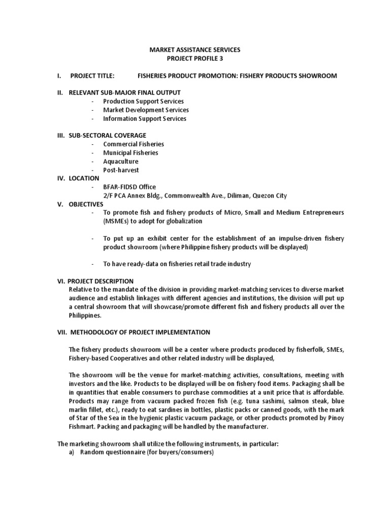 BFAR-FIDSD Project Proposal On Fishery Products Showroom | PDF ...
