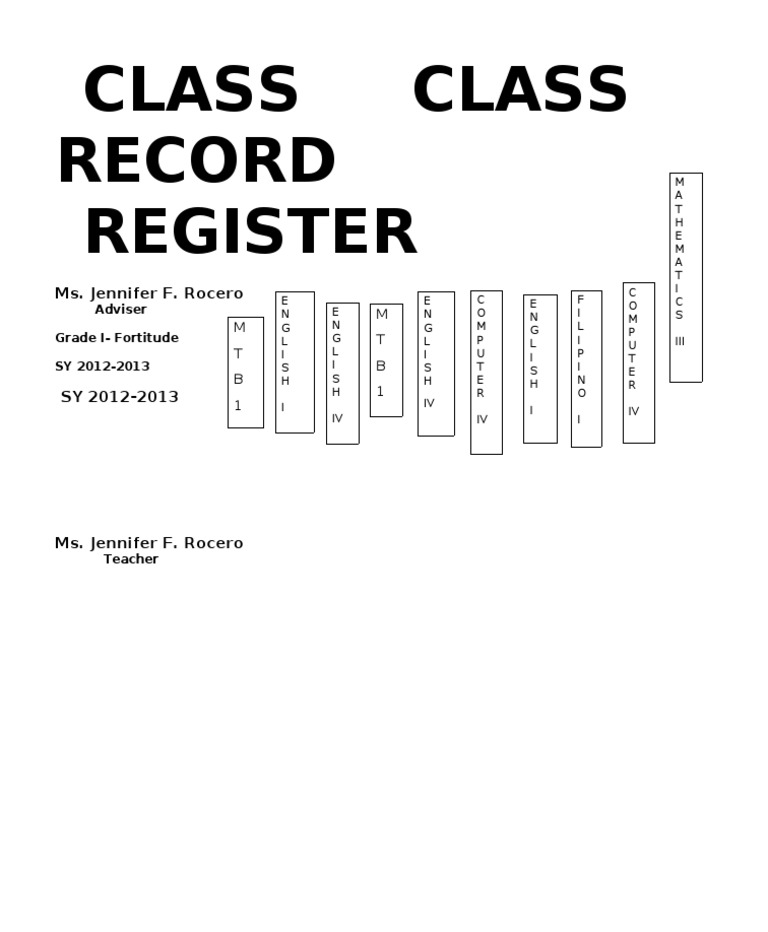 Class Class Record Register: Ms. Jennifer F. Rocero | PDF