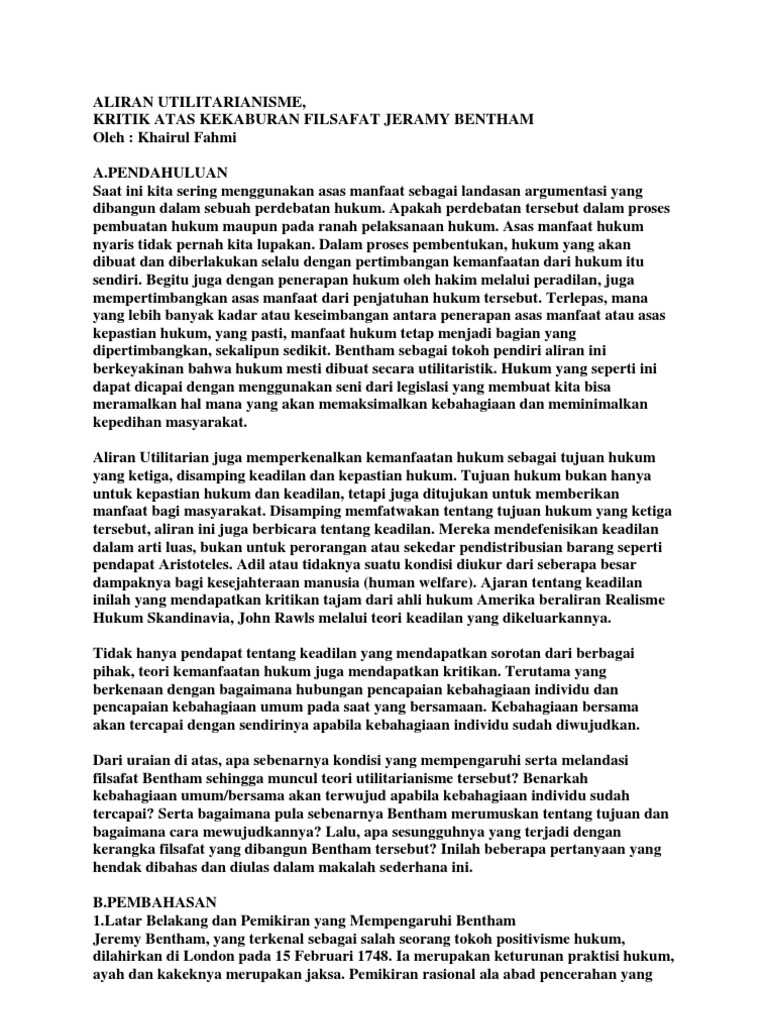 Aliran Utilitarianisme | PDF