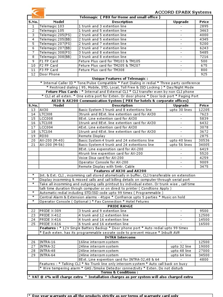 Accord EPABX Systems | PDF | Telephony | Communication
