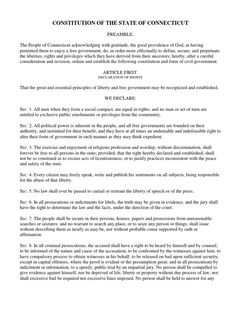 Connecticut Constitution | PDF