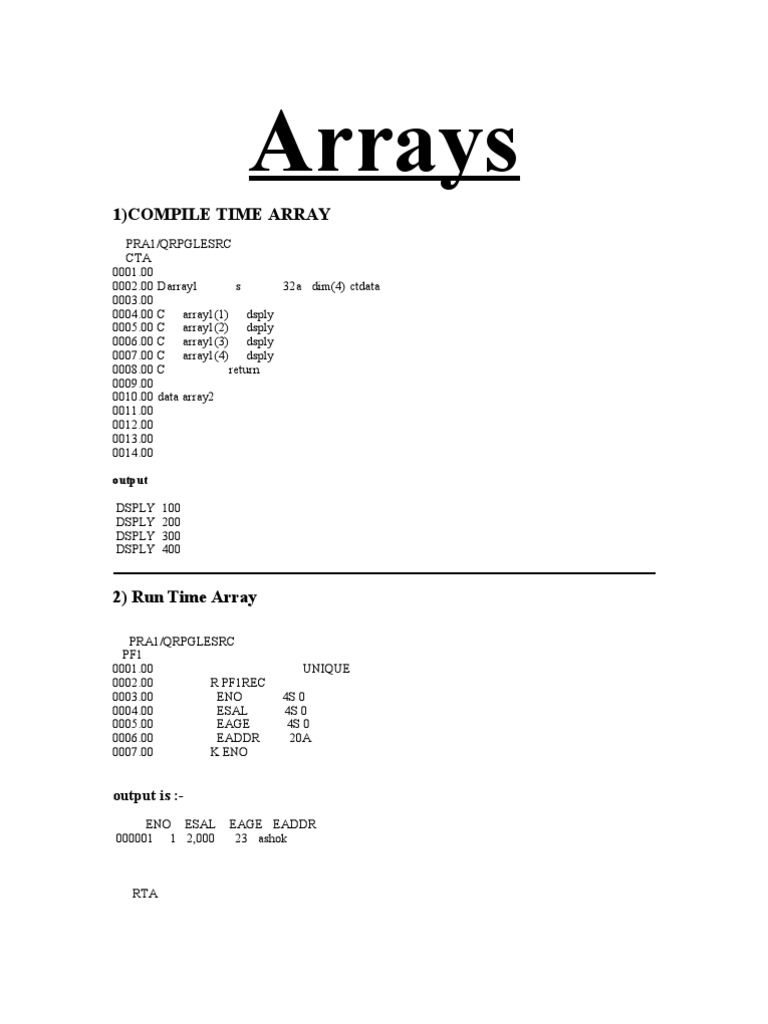 Arrays in As400 | PDF