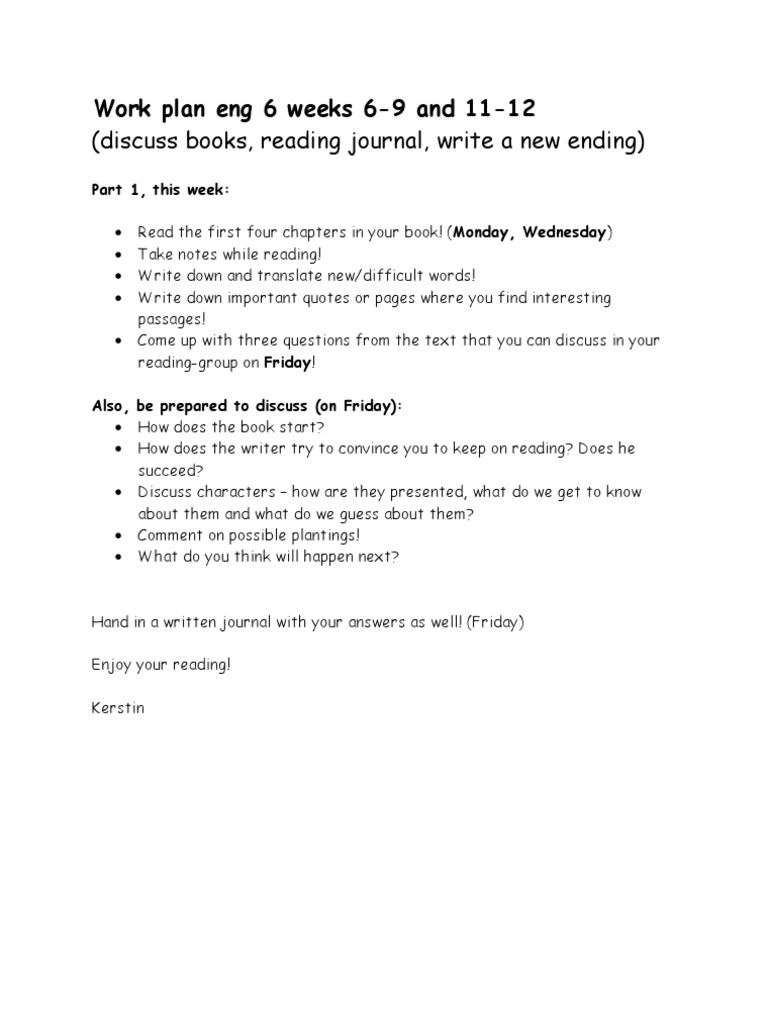 6-Week Reading Plan and Journal Guide | PDF | Language Arts & Discipline