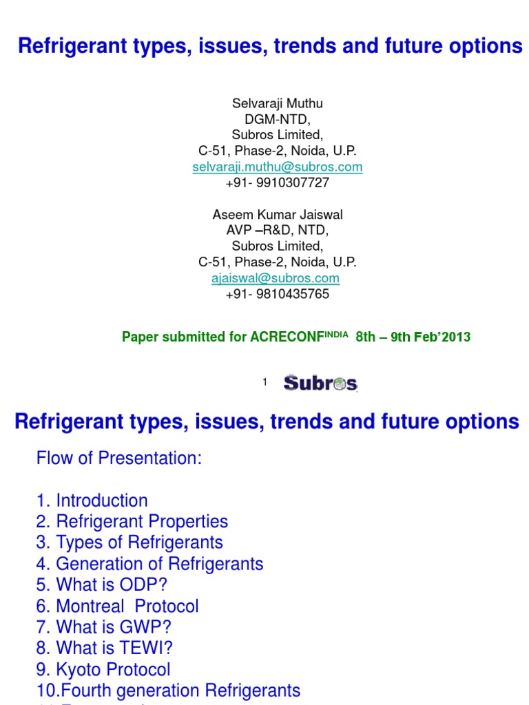 Refrigerant Types and Future Trends | PDF | Chlorofluorocarbon | Ozone ...