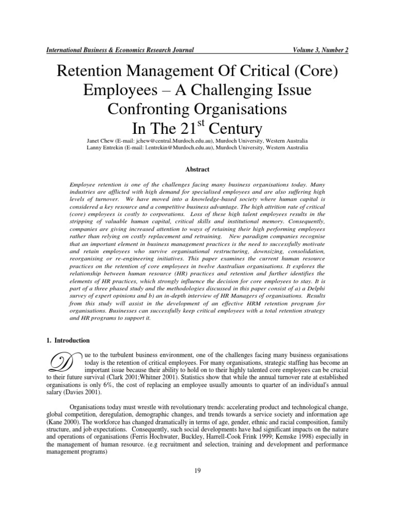 Retaining Critical Employees Through Effective HR Practices | PDF ...
