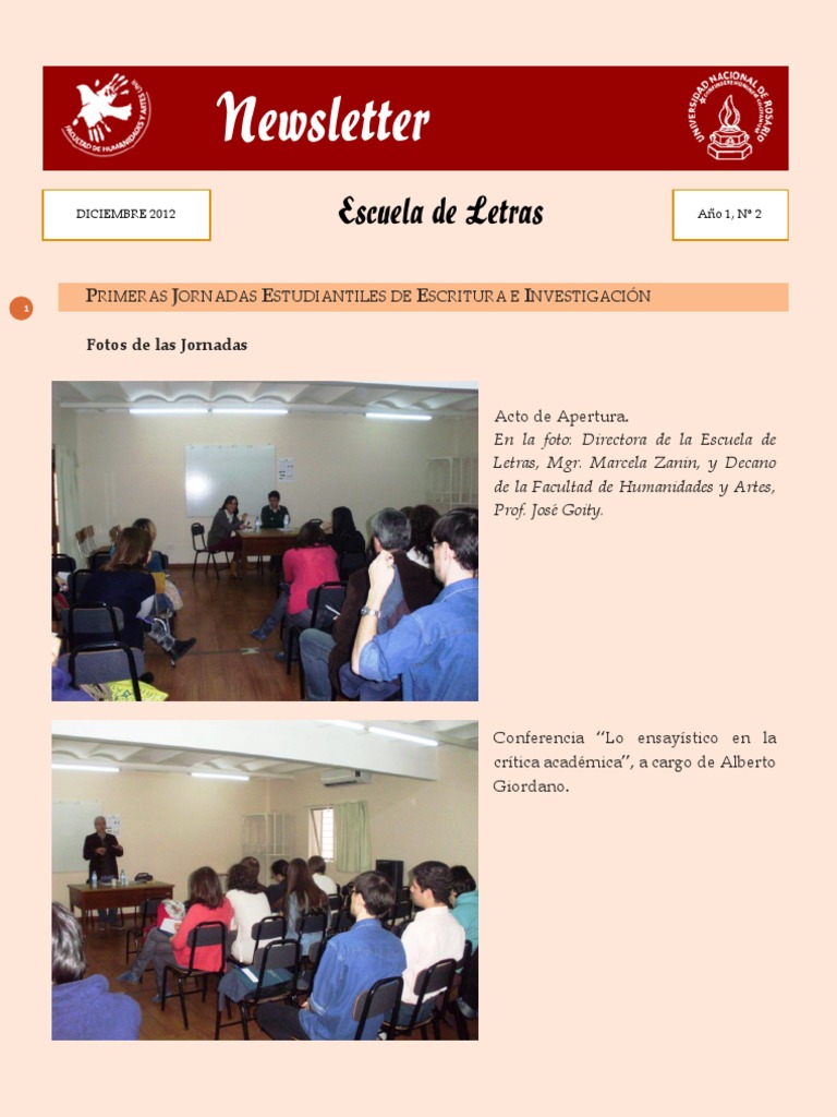 Newsletter - Escuela de Letras (Diciembre 2012) PDF | PDF | Buenos Aires