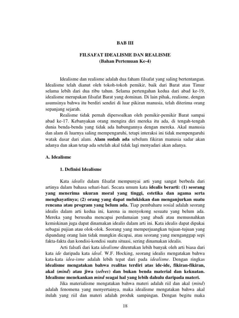 Filsafat Idealisme Dan Realisme | PDF