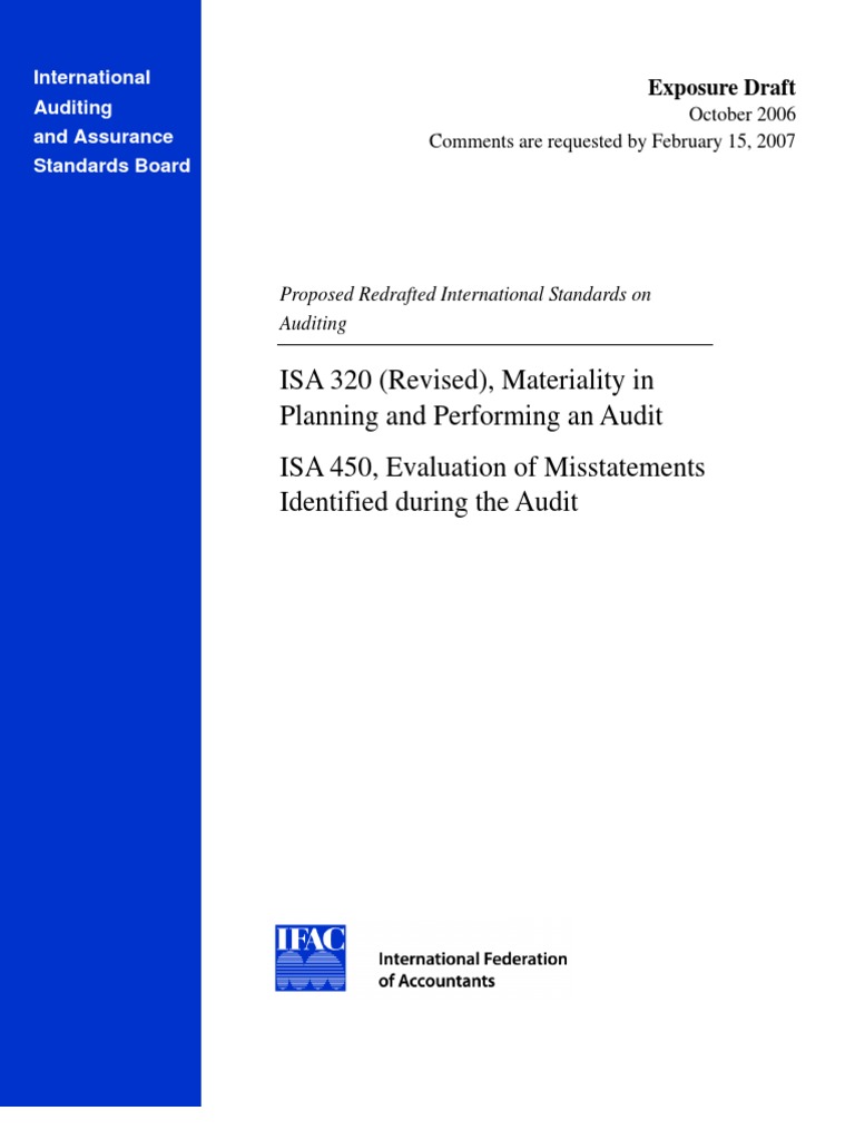ISA 320 and 450 | PDF | Financial Audit | Auditor's Report